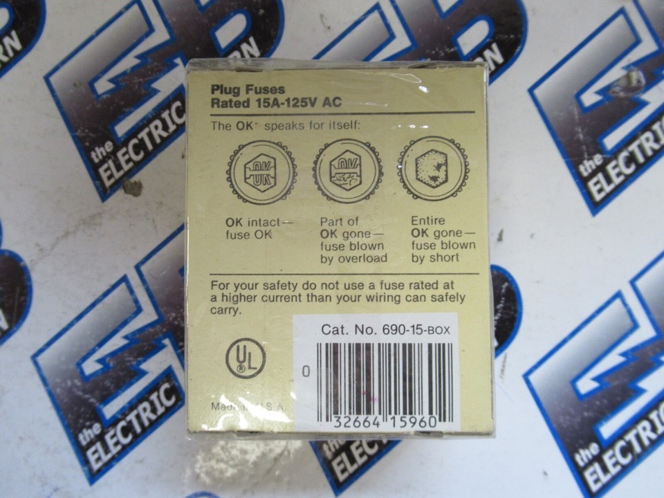Eagle 690-15-BOX Glass Plug Fuses (BOX OF 5) 15 Amp, 125 Volt -NEW-B | eBay