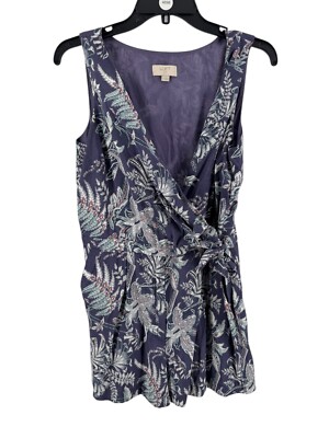 Loft Outlet Women's Blue White Tropical Floral Sleeveless Wrap Romper ...