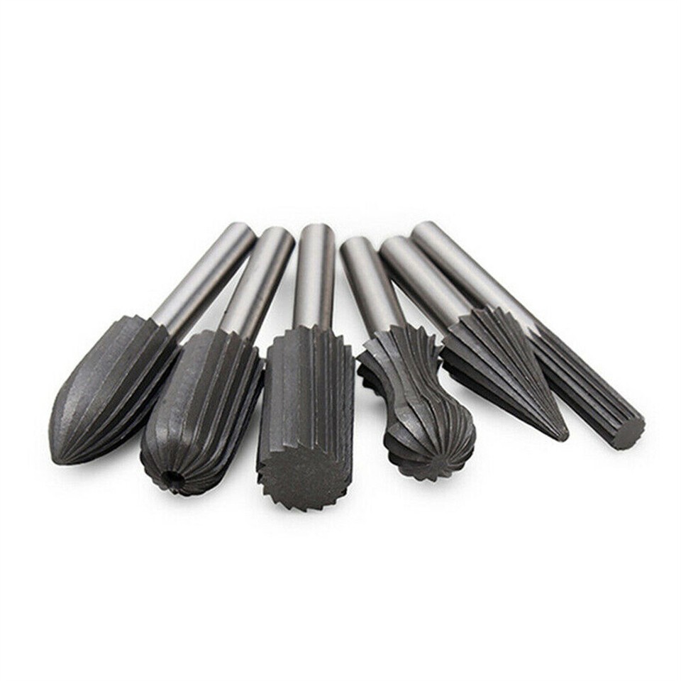 6Pcs/Set HSS Routing Wood Carving Tool Rotary Drill File Router Bit For ...