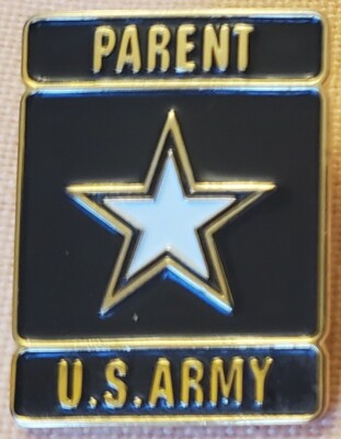 U.S. ARMY Parent Pin Gold Tone Enamel Black White Gold Lettering Star ...