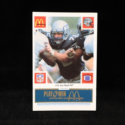 1986 Joe Nash Seattle Seahawks McDonald's "BLUE" Game Card #72 | eBay