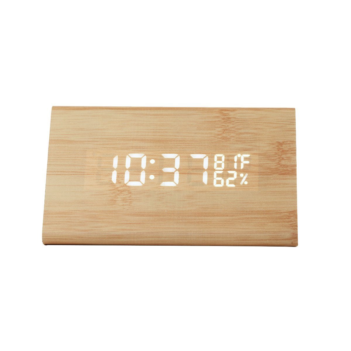 Digital Wood Clock Sound Activated LED Alarm Clock Multi-function ...