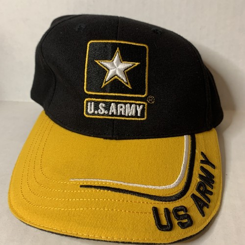 U.S. Army Cap Hat Black Yellow Army Strong Embroidered | eBay