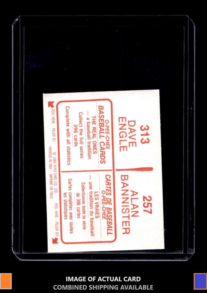 1984 O-Pee-Chee Stickers #257 313 Alan Bannister Dave Engle Indians ...