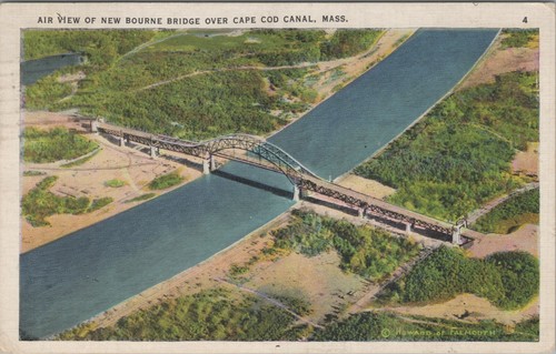 New Bourne Bridge Cape Cod Canal Massachusetts aerial view c1930s D60 ...