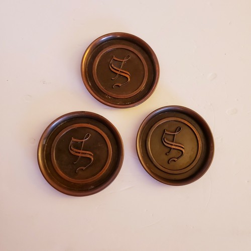 LE Mason Boston Mass Bronze Initial S Round Vintage Coasters ~ Set Of 3 ...