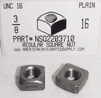 3/8-16 REGULAR SQUARE NUTS STEEL PLAIN 5/8 AF X 21/64 TH (100) | eBay