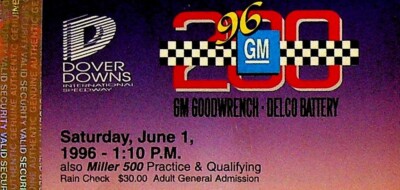 GM Goodwrench 200 NASCAR Racing Ticket Stub June 1 1996 | eBay