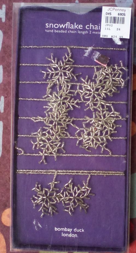 VTG NOS SNOWFLAKE HAND BEADED CHAIN 2 METERS BOMBAY DUCK LONDON J C ...