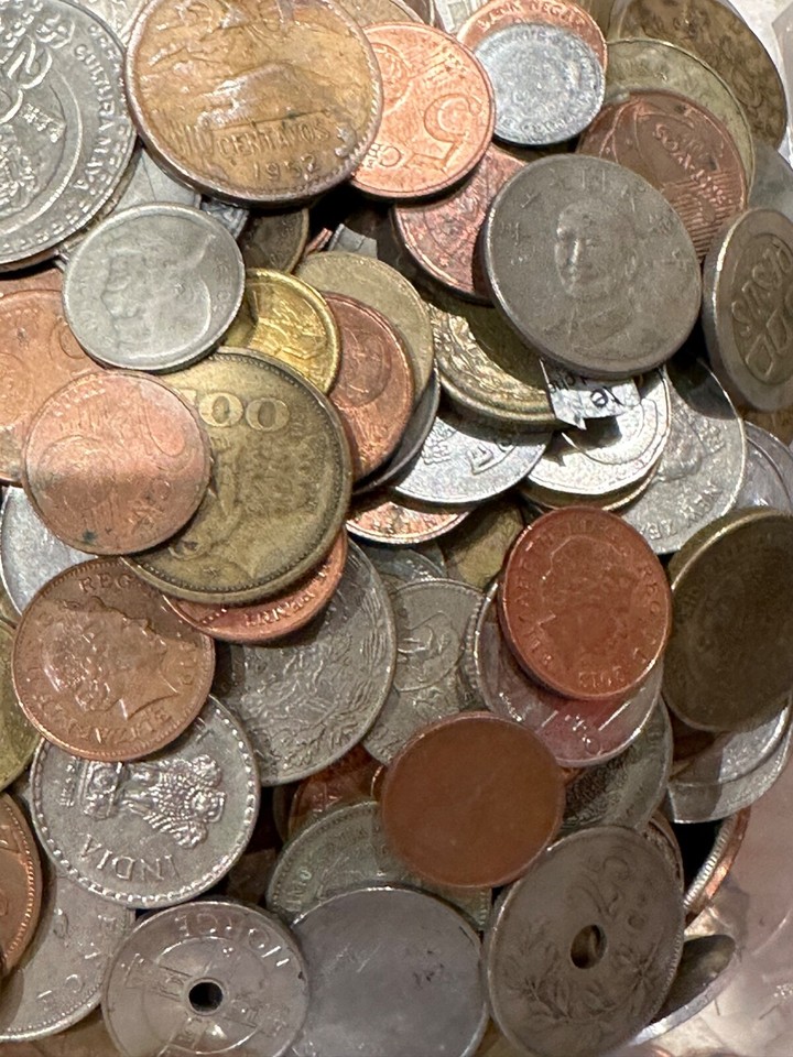 1+ Lbs BULK LOT INTERNATIONAL WORLD 85-105 Coins Based On Weight Free ...