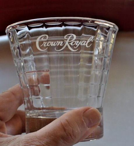Old Fashioned CROWN ROYAL Whiskey Lowball OPTIC BLOCK Windowpane Rocks ...