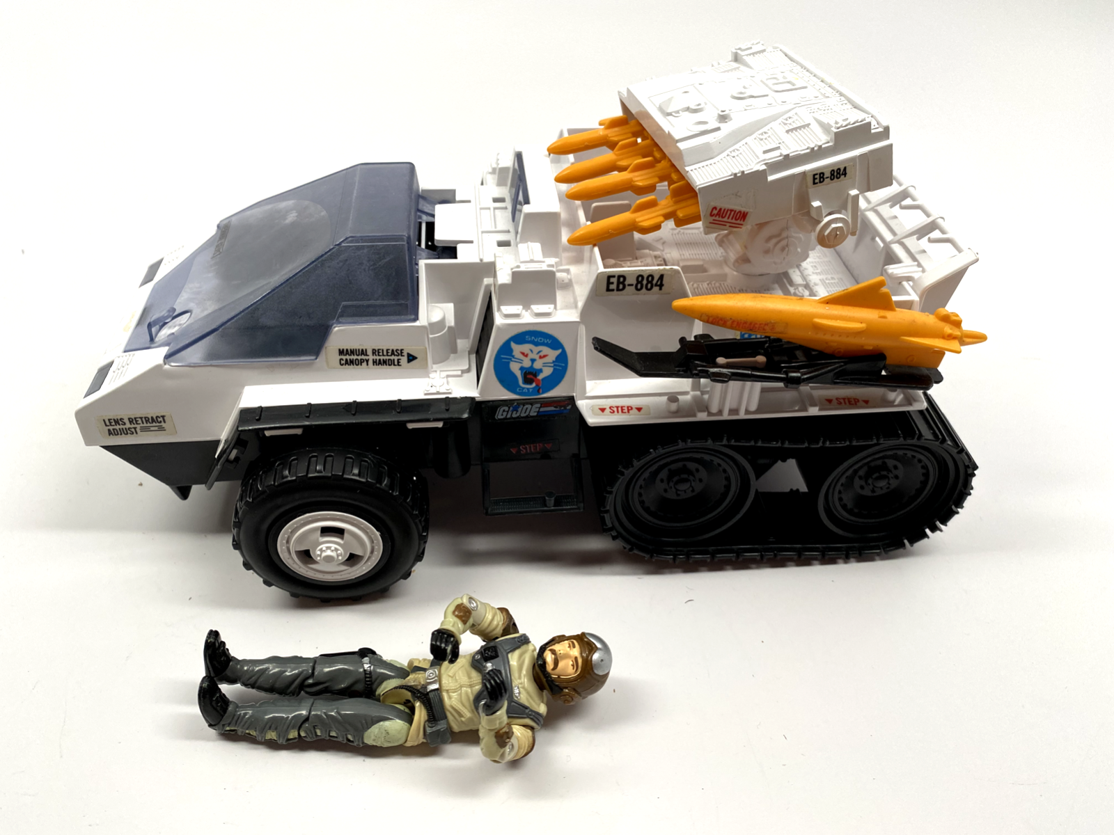 Vintage 1985 G.I. Joe Snow Cat Vehicle EB-884 w/ Driver Action Figure ...