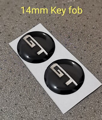 Mustang ford GT style logo 2 pack 14mm Key Fob Emblem Decal Logo Remote ...