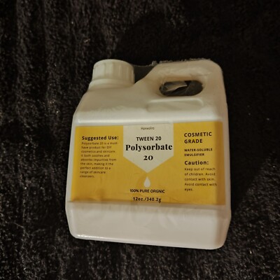 POLYSORBATE 20 TWEEN 20 SOLUBILIZER PURE SURFACTANT & EMULSIFIER 12 OZ ...
