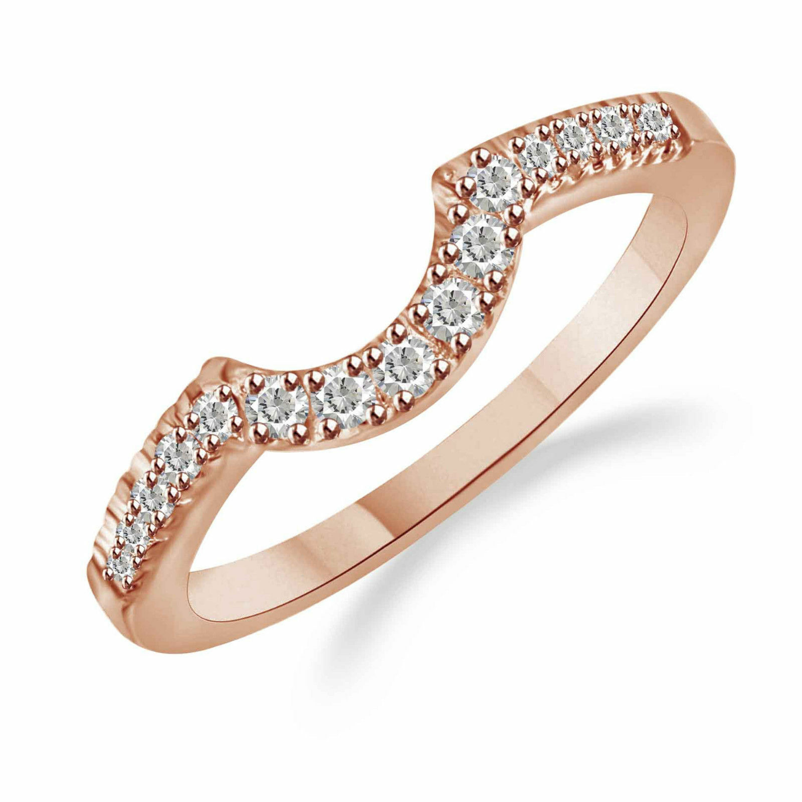 1/4Ct Stunning Curved Notched Diamond Enhancer Ring In 14K Solid Rose ...