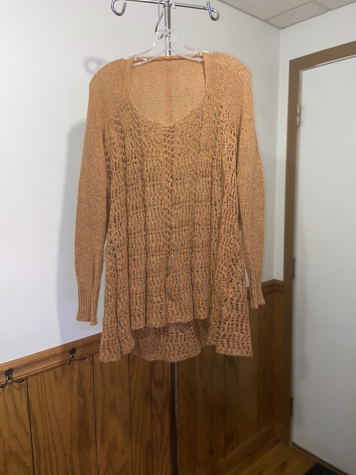 Simply Noelle Tawny Long Sweater L-XL Open Knit Flowey Pre Owned great ...