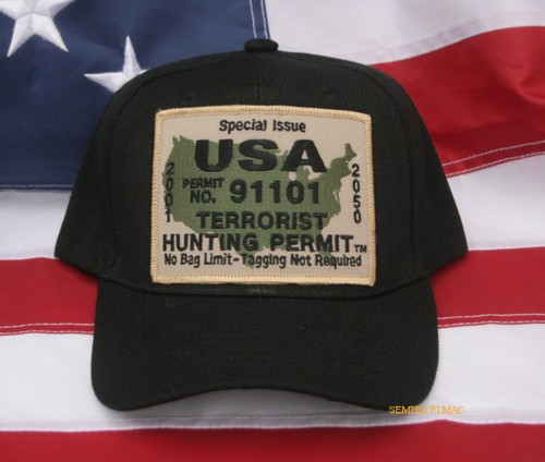 TERRORIST HUNTING PERMIT USA HAT IRAQ US NAVY MARINES ARMY AIR FORCE ...