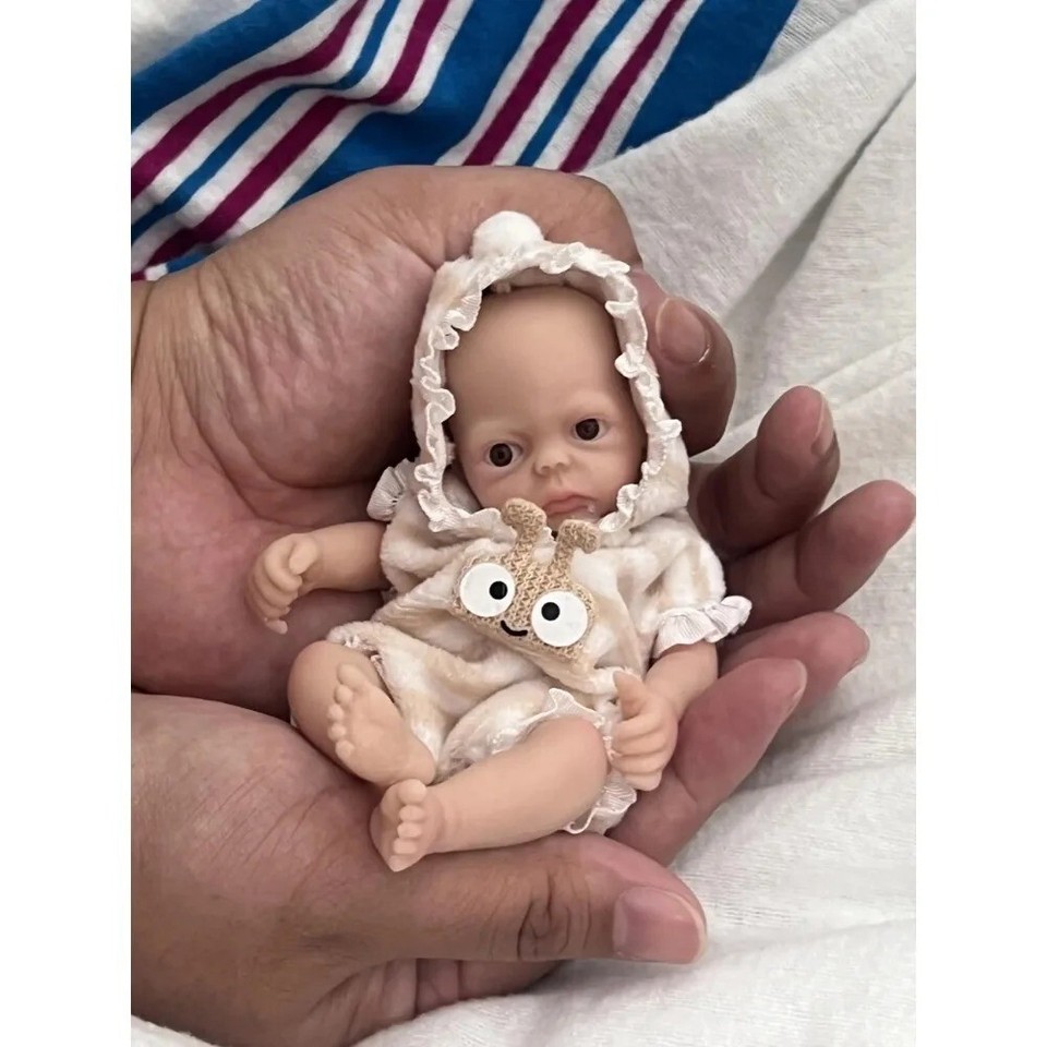 6in Mini Reborn Baby Doll Full Body Silicone Brown Eyes Real Look Kid's ...