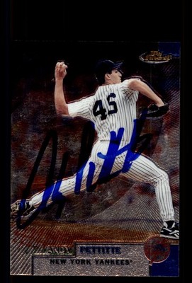 Signed Baseball Card Auto Andy Pettitte 1999 Topps Finest #208 Yankees ...