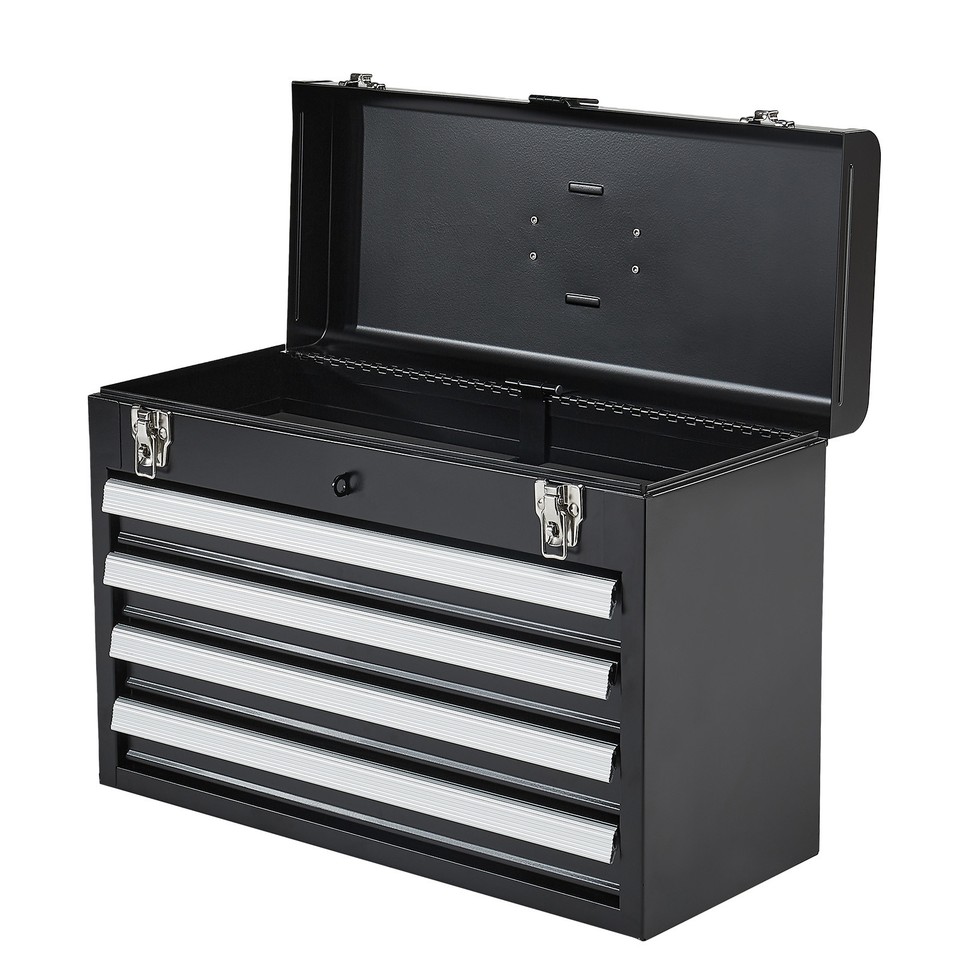 Uimoso 20.5-inch Metal Tool Box with 4 Drawers and Black Tool Organizer ...