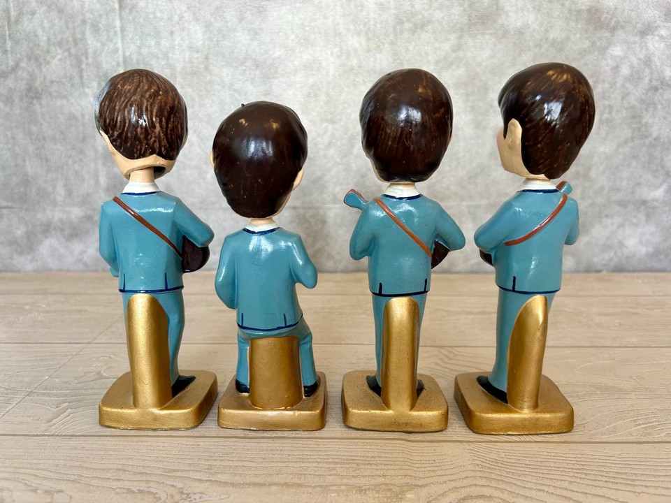 Vintage Beatles 1964 Car Mascots 8" Bobble Head Nodders Complete Set of ...
