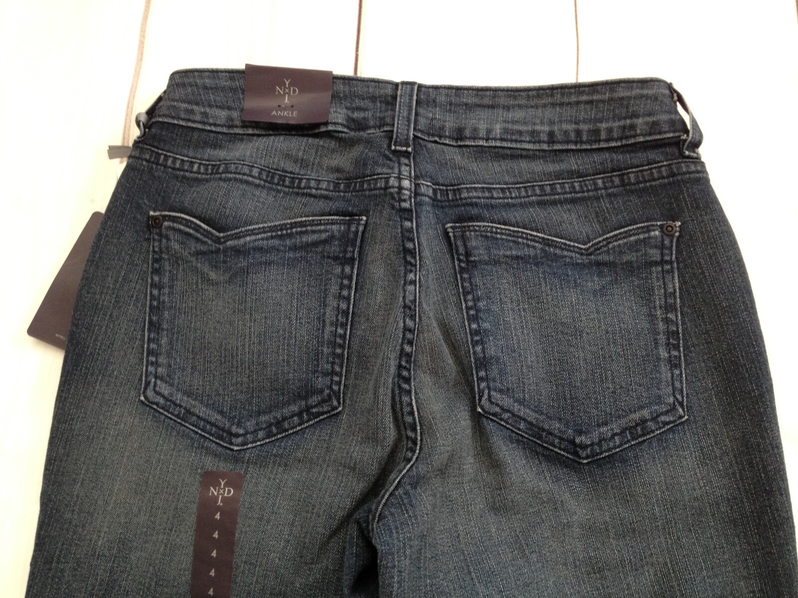 NYDJ Womens Size 4 Blue Jeans Denim Ankle High Pockets Curved Pocket ...