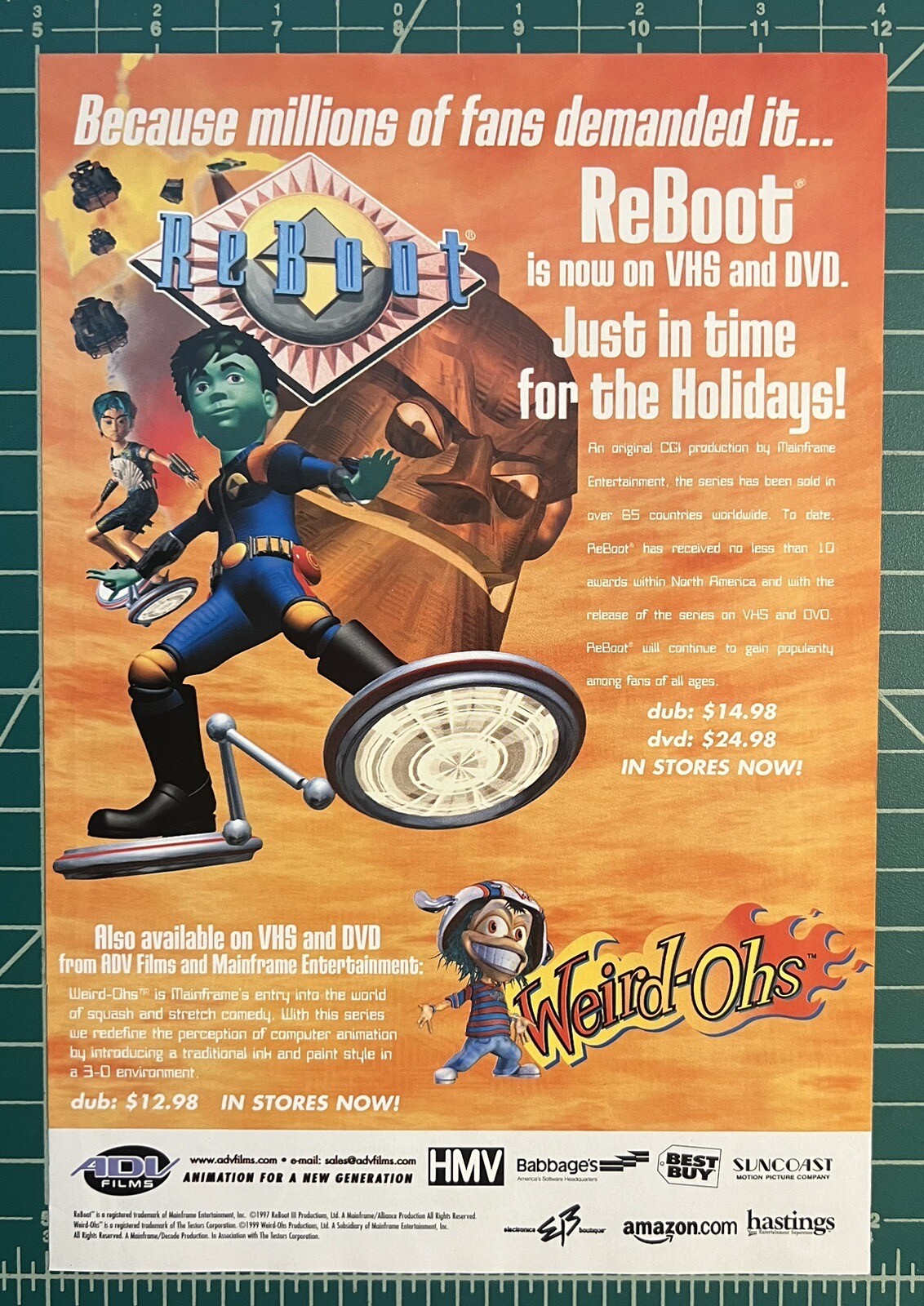Rare Reboot TV Show Advertisement 1997 Weird-ohs Ad DVD VHS | eBay