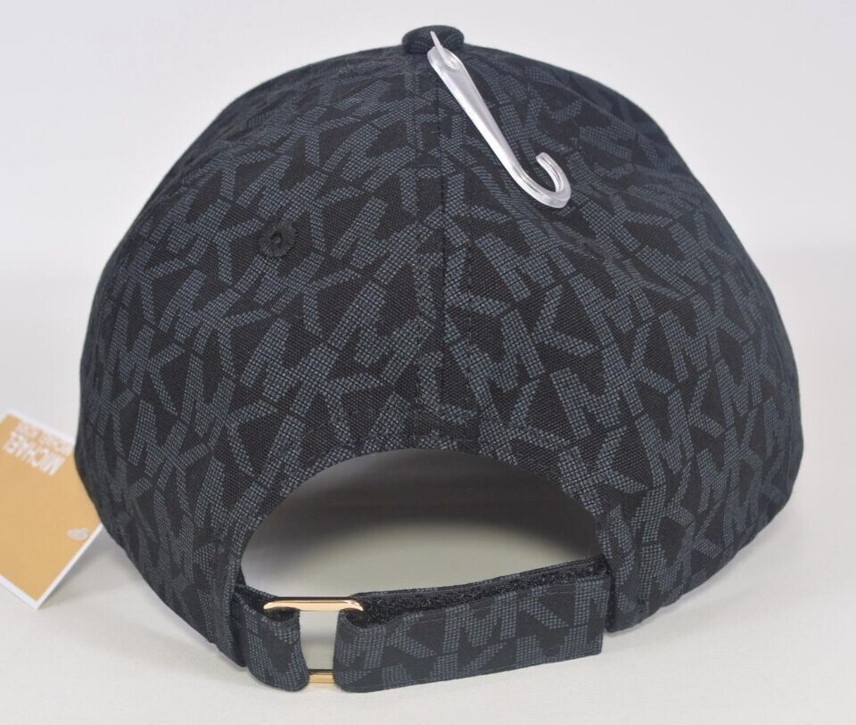 Michael Kors Signature MK Logo Canvas Baseball Cap NWT One Size BLACK ...