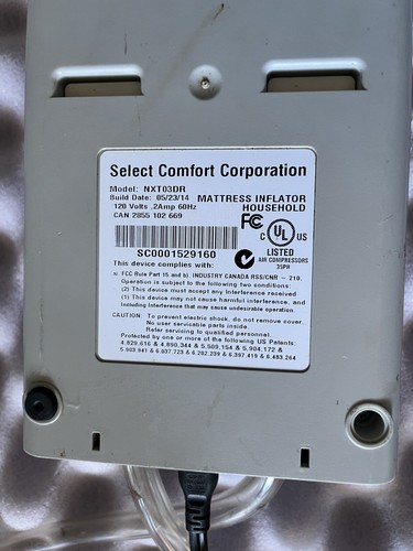 Select Comfort Corporation NXT03DR Mattress Inflator w/Remote (JIF48 ...