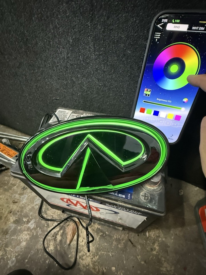 FOR 2018-2024 INFINITI Q50 COLOR CHANGING RGB LED GRILL EMBLEM GLOSS ...