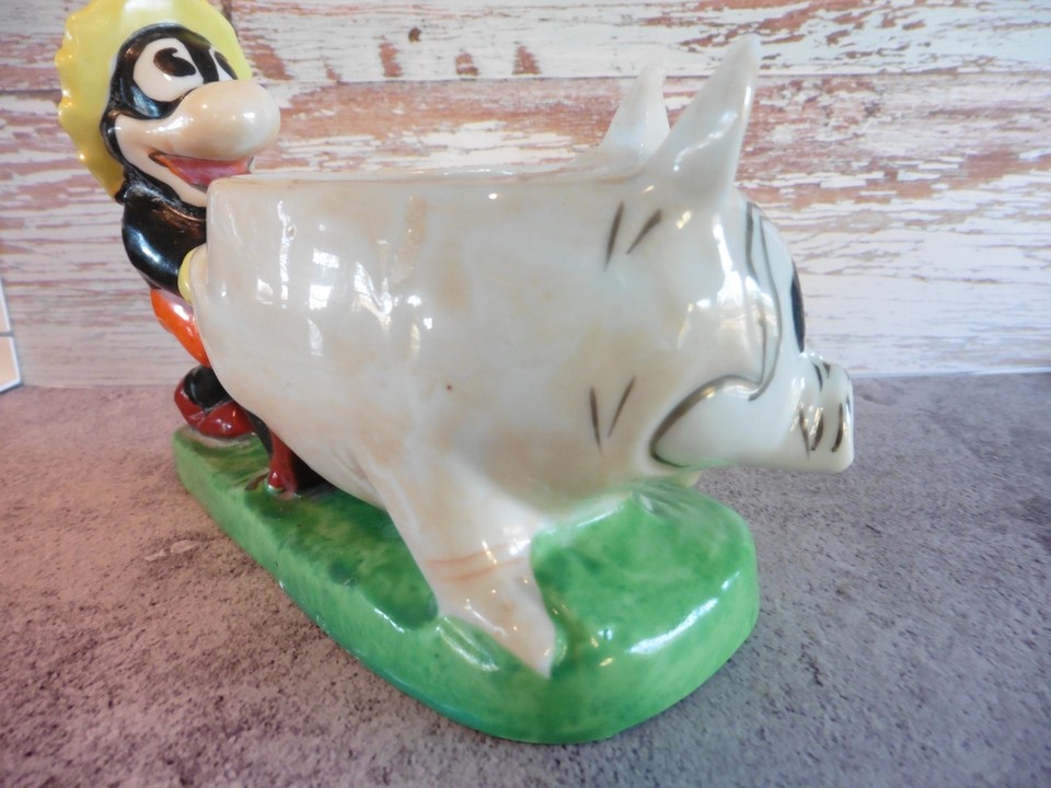 Antique 1930's Flip The Frog with Pig Wheelbarrow Planter - Rare ...