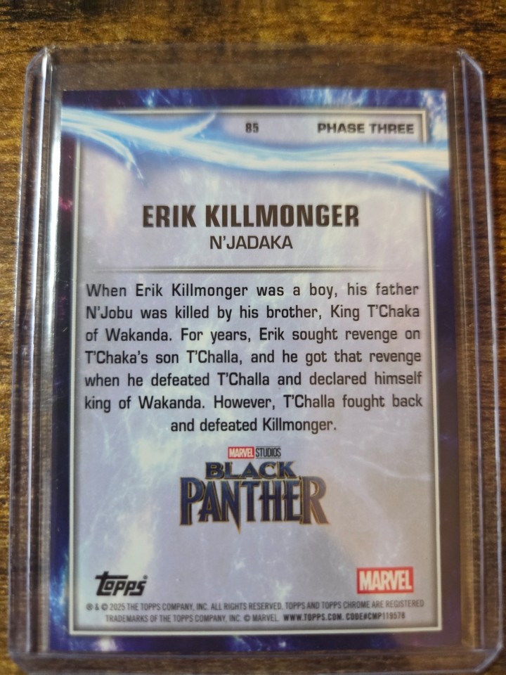2025 Topps Chrome Marvel Studios Erik Killmonger #85 Black Panther | eBay