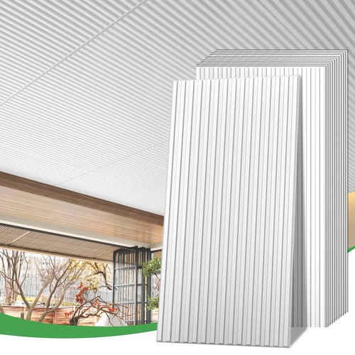 6 PCS 24x48 Inch Slat White Ceiling Tiles, 2x4 Ft Fluted Drop Ceiling ...