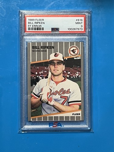 BILLY RIPKEN 1989 FLEER FF ERROR Baltimore ORIOLES #616 PSA 9 Mint ...
