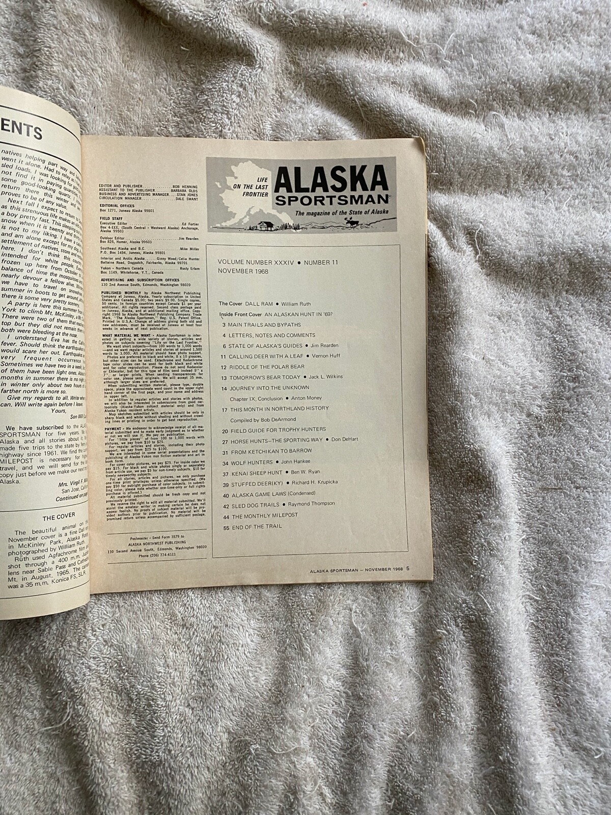 Vintage Alaska Sportsman Magazine November 1968 | eBay