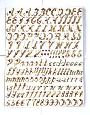 LARGE Sheet Sandy Clough Gold Lace Letter Alphabet ABC Scrapbook ...