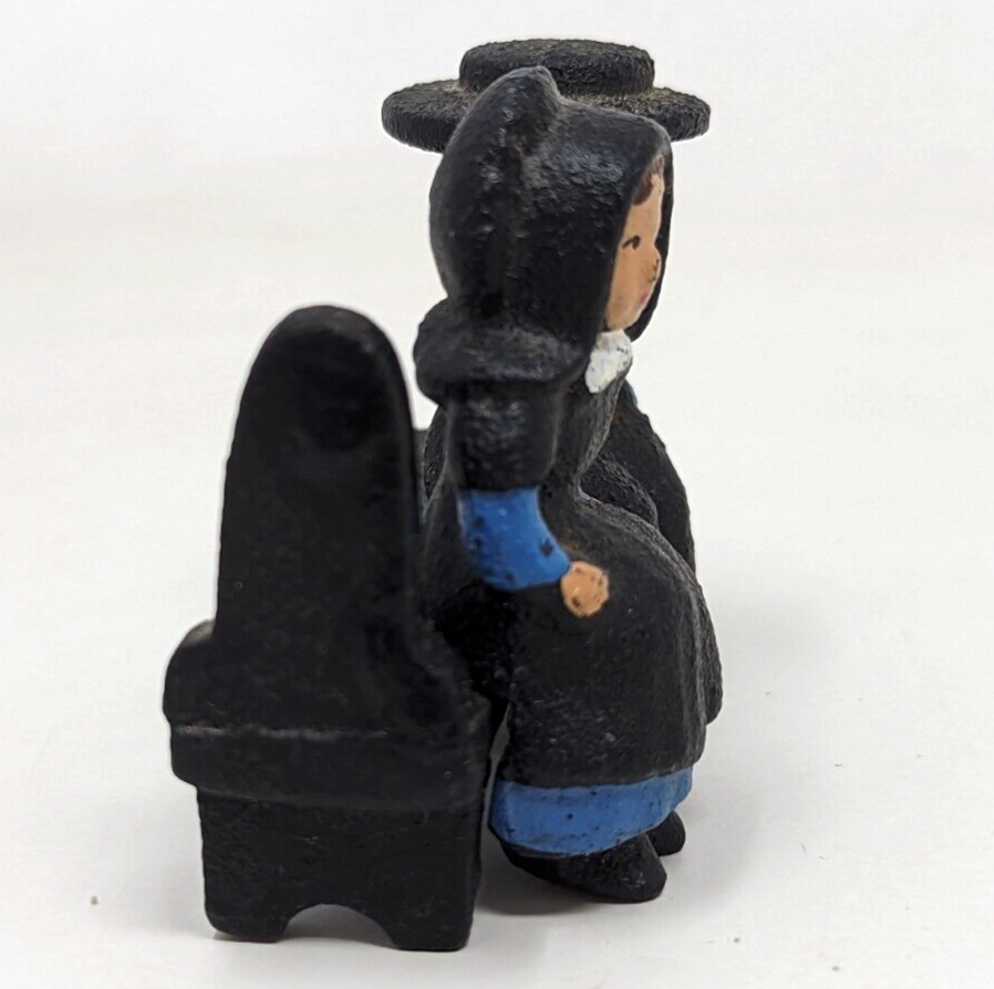 Vintage Cast Iron Blue Amish Boy Girl Couple Sitting on Bench Figurines ...