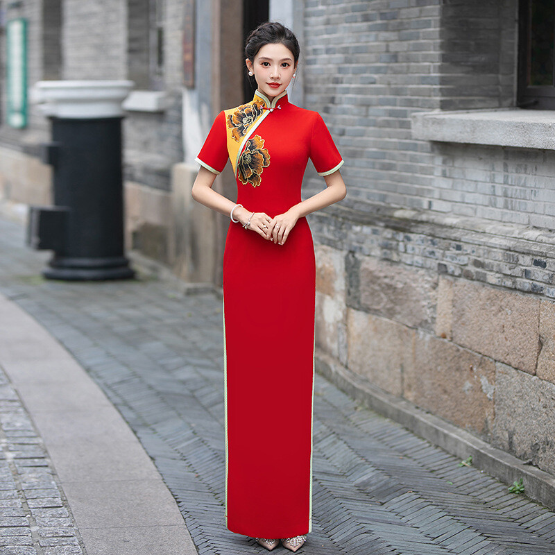 Women Evening Party Qipao Dress Chinese Mum Long Cheongsam Stage ...