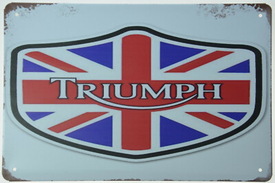 Triumph Motorcycle Badge Logo Crest Shield Garage Retro Metal Tin Sign ...