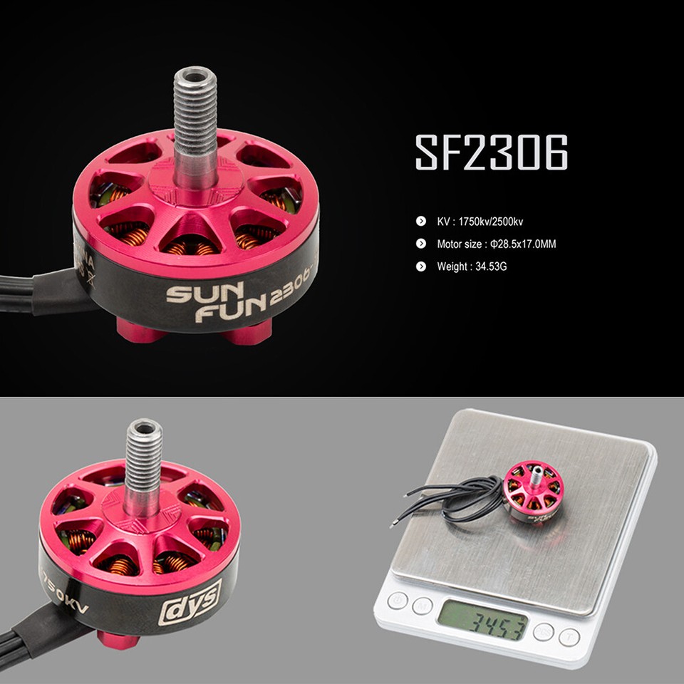 DYS SUN FUN Brushless 2306 Motor 1750KV 2500KV CW Thread for FPV Racing ...