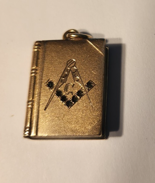 Vintage Masonic Free Mason Book Shaped Locket Gold Filled Gilt ...