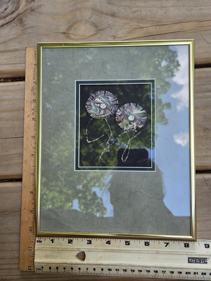 Clay Flower Assemblage, Framed Art Purple And Deep Green Signed WJ FAY ...