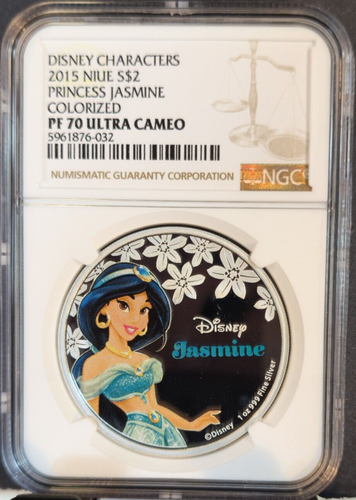 2015 NIUE SILVER 2 DOLLARS S$2 DISNEY PRINCESS JASMINE NGC PF 70 ULTRA ...