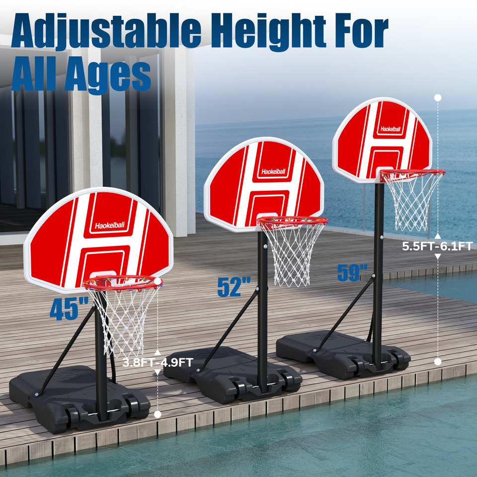 Portable Basketball Hoop with Wheel Basketball Goals 5.5-6 FT Height ...