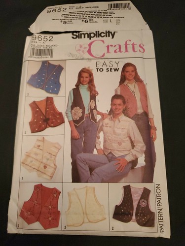 Simplicity 9652 Vest Embellished pattern xxsmall to xlarge uncut | eBay