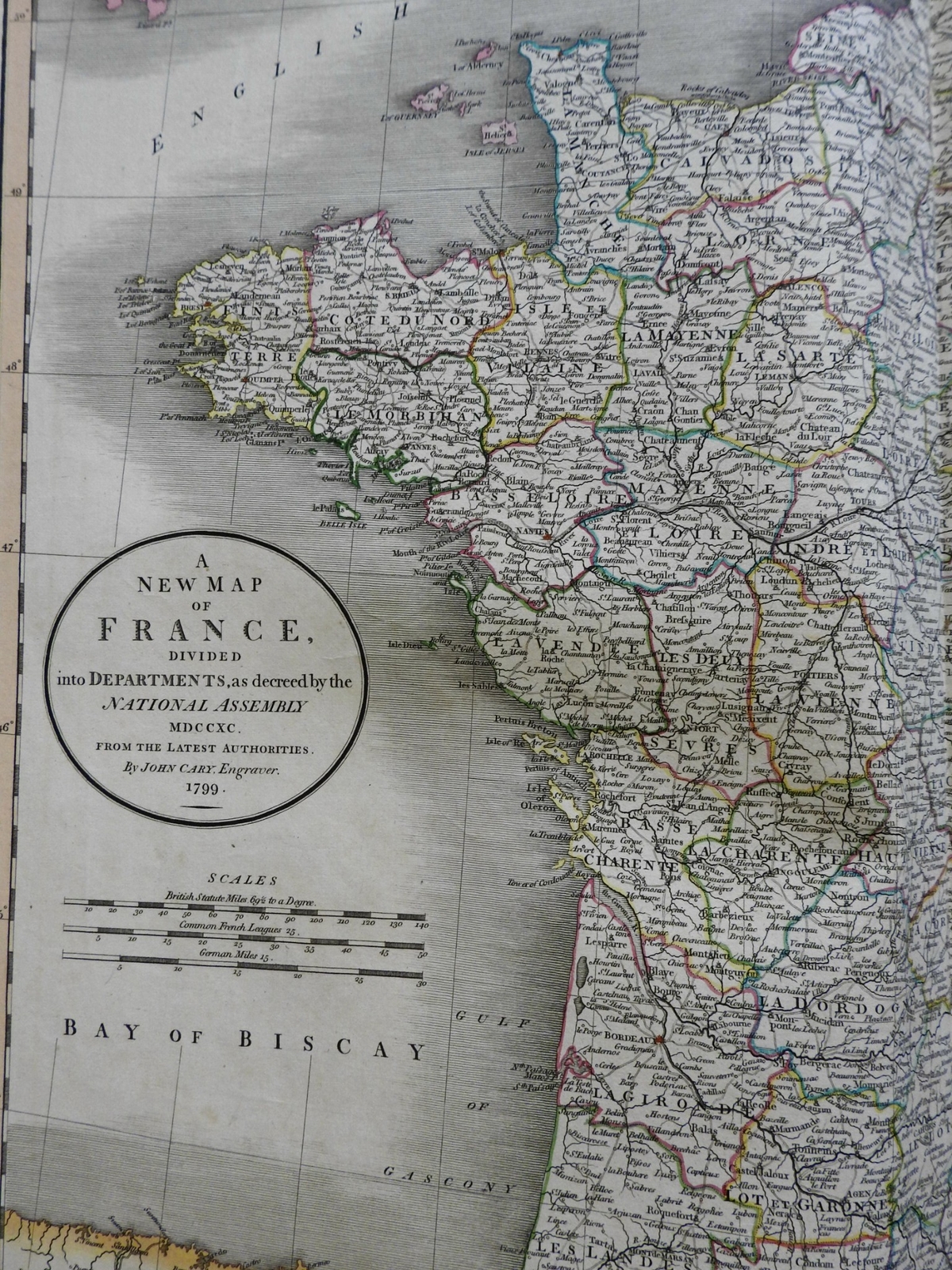 Revolutionary France Divided into Departments 1799 Cary fine folio map ...