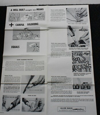 Allied Knight-Kit GENERAL SOLDERING INSTRUCTIONAL 24" X 19" POSTER 1957 ...