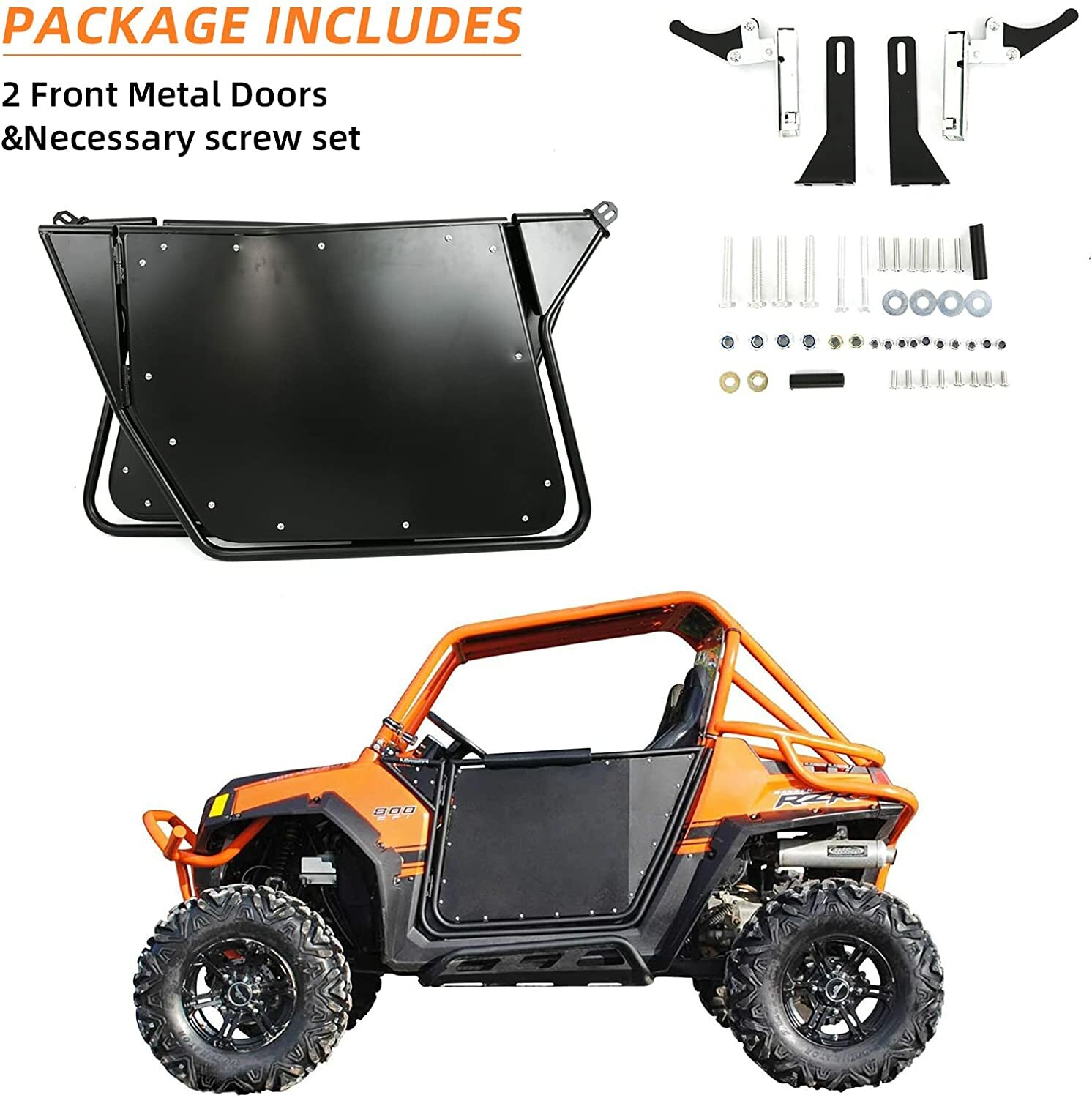 2008-2014 Polaris RZR 800/ S 800/ XP 900/570 2 Door Black Metal Doors ...