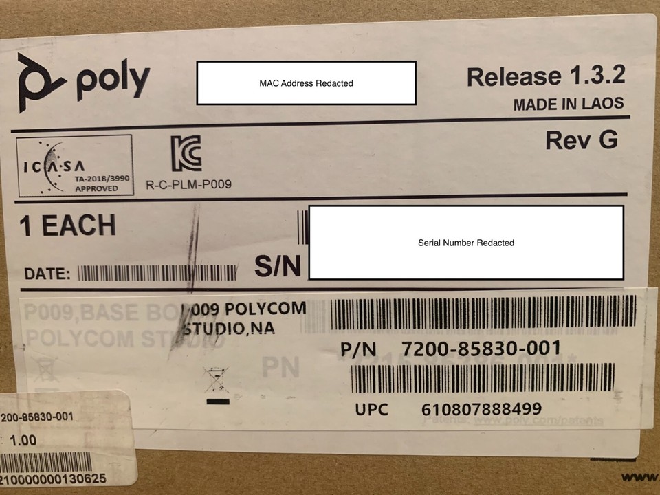 Poly Studio USB 4K Conferencing Video Bar (Part Number 7200-85830-001 ...