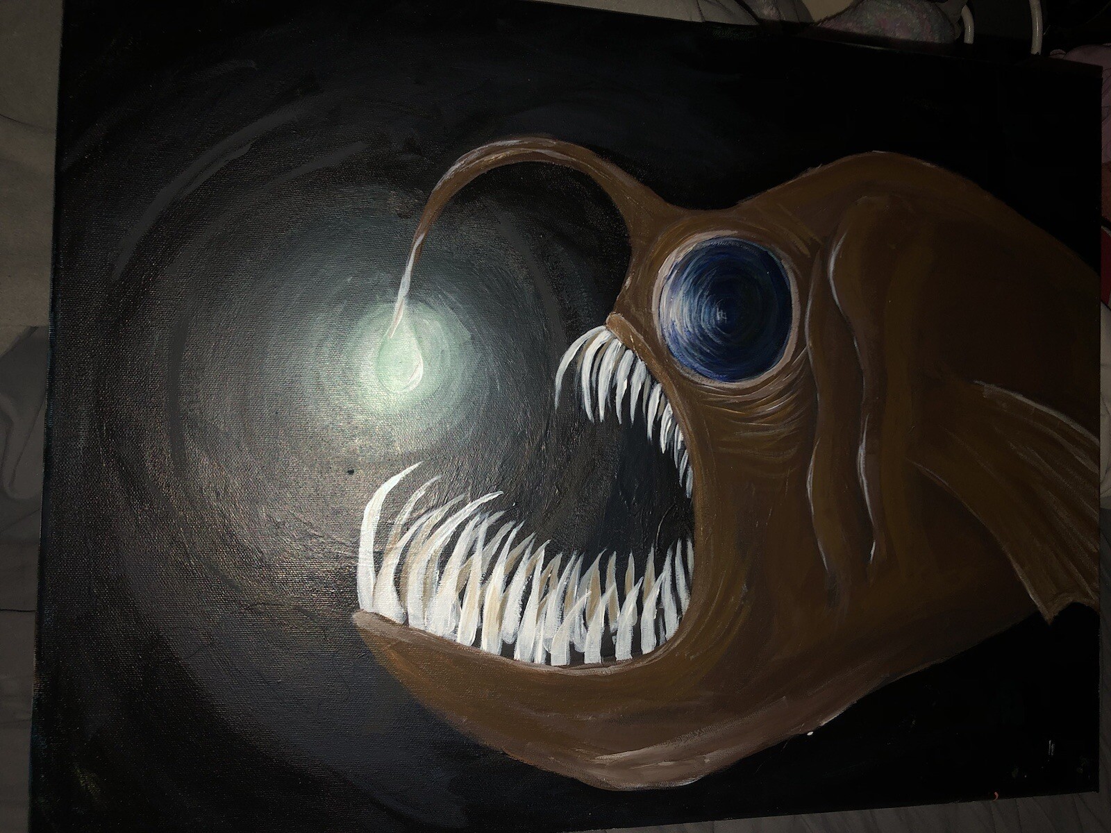 Angler Fish painting on canvas original large | eBay